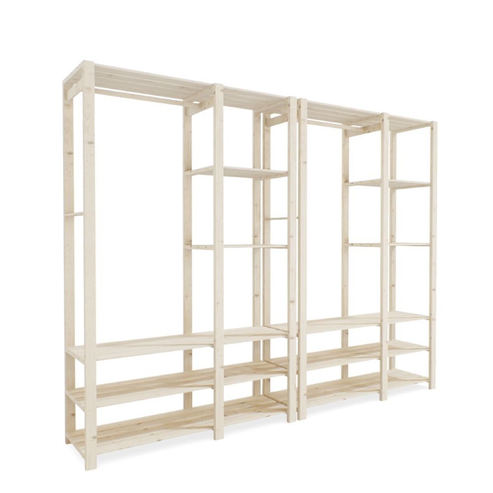 Armario Pinus Guarda Roupa Madeira Luxo Kit com 2 On Design Estante ...