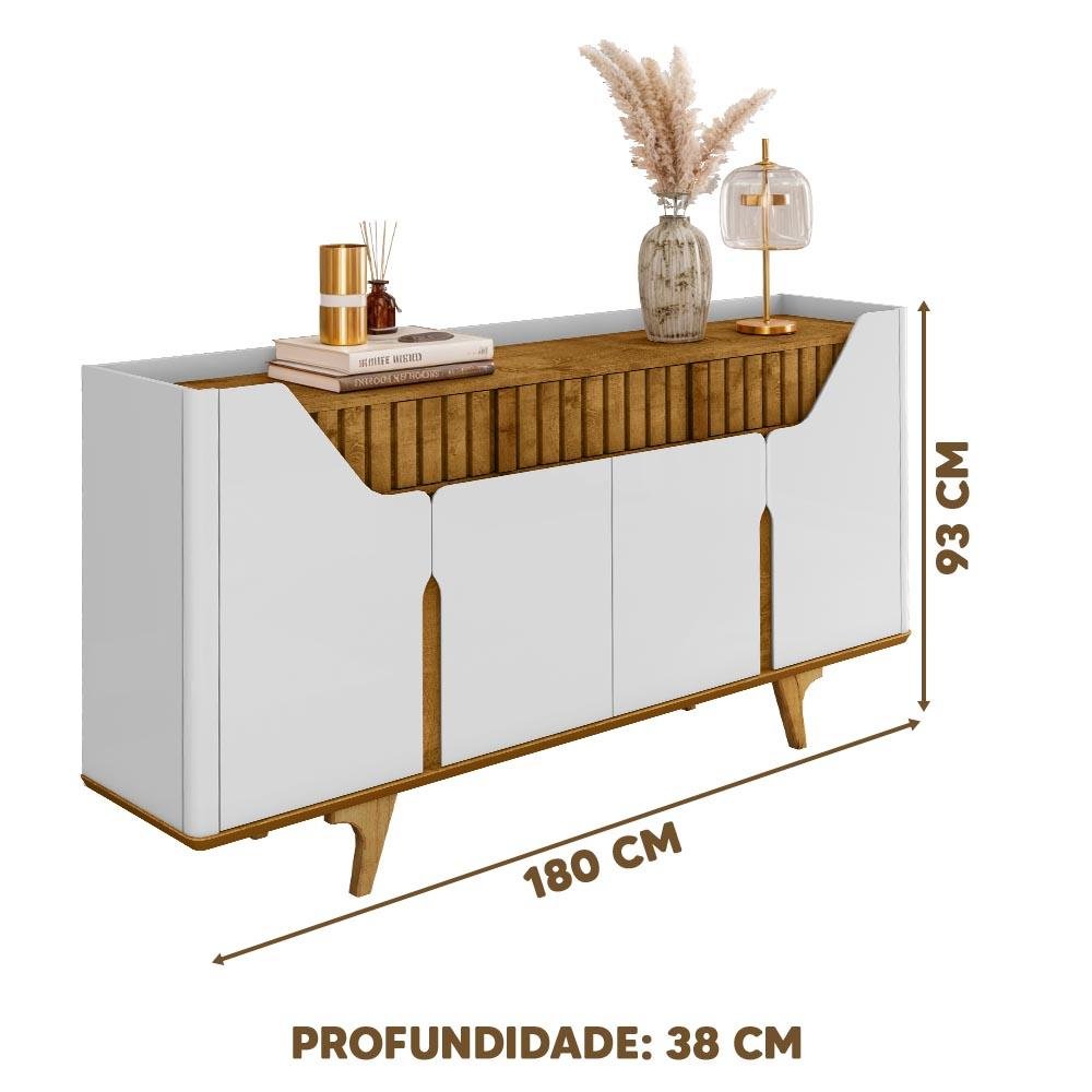 Aparador Buffet 2 Gavetas Ripadas 4 Portas Branco Naturalle Danile Shop ...