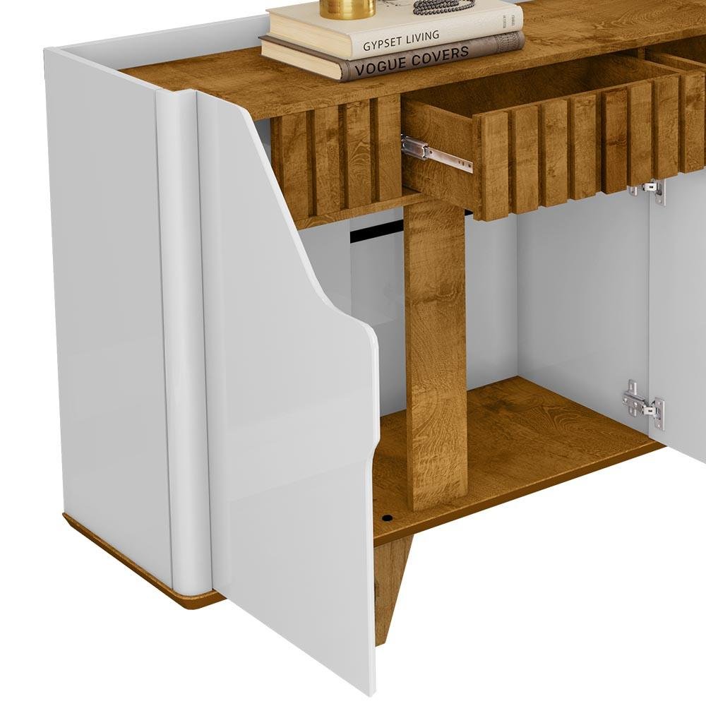 Aparador Buffet 2 Gavetas Ripadas 4 Portas Branco Naturalle Danile Shop ...