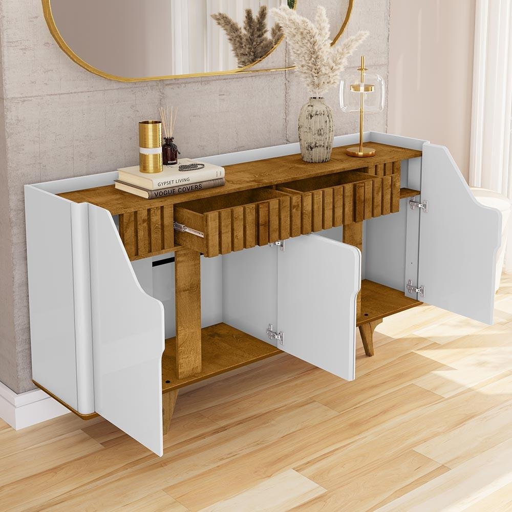 Aparador Buffet 2 Gavetas Ripadas 4 Portas Branco Naturalle Danile Shop ...