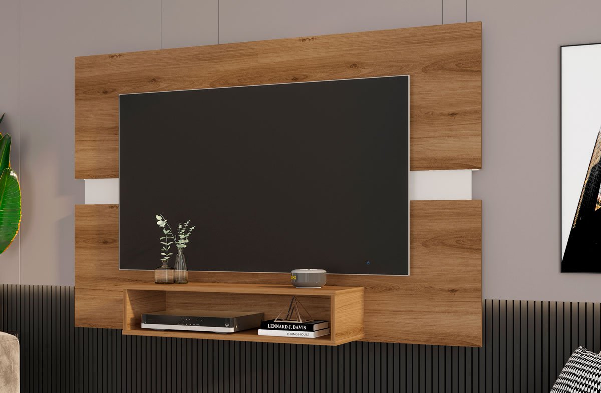 Painel para Tv Ate 50 Polegadas Sala Mark Nature com Off White Flex ...
