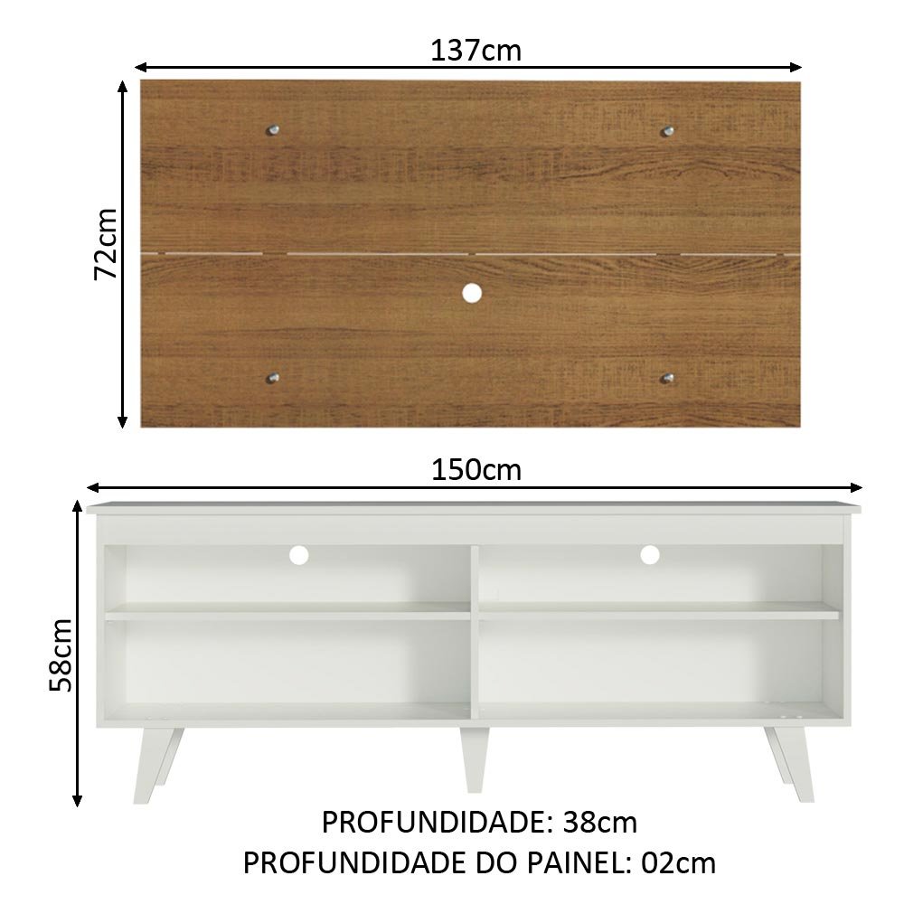 Rack Madesa Udine e Painel para TV até 55 Polegadas com Pés Branco ...