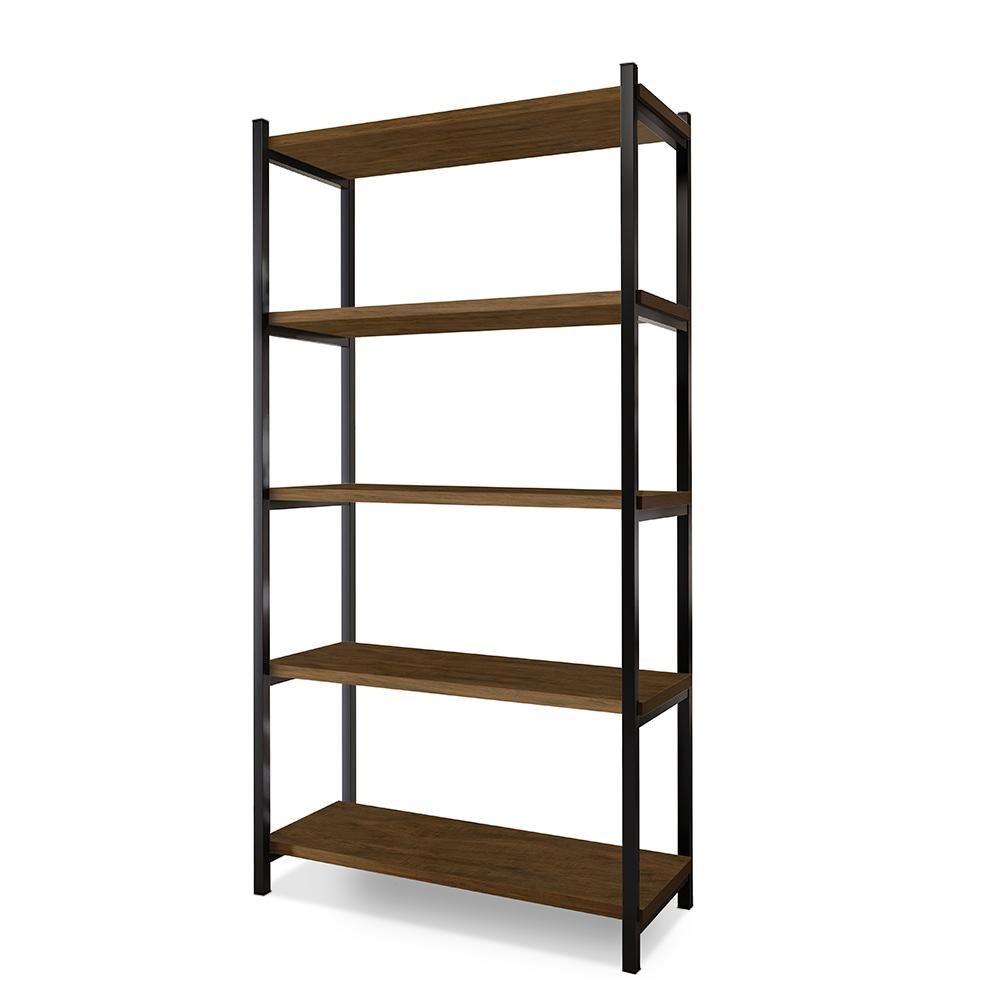 Estante Grande Em Aço 5 Prateleiras 90 cm Imbuia Preto Garen Steel ...