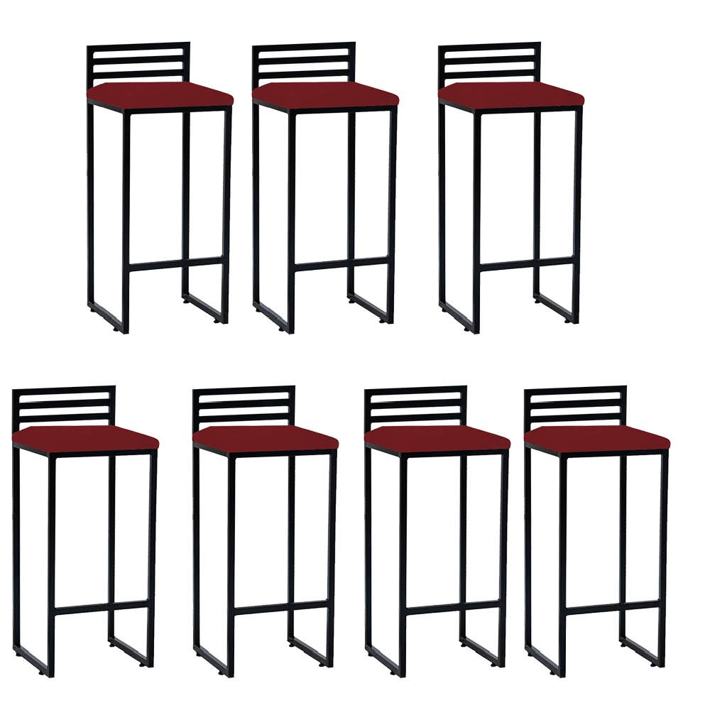 Kit 07 Banqueta Alta Com Encosto Núria Balcão Bar Cozinha Bistrô Ferro ...