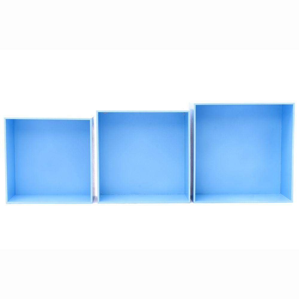 Kit Trio de Nicho Médio Decorativo Quarto/sala 100% Mdf Azul Claro ...