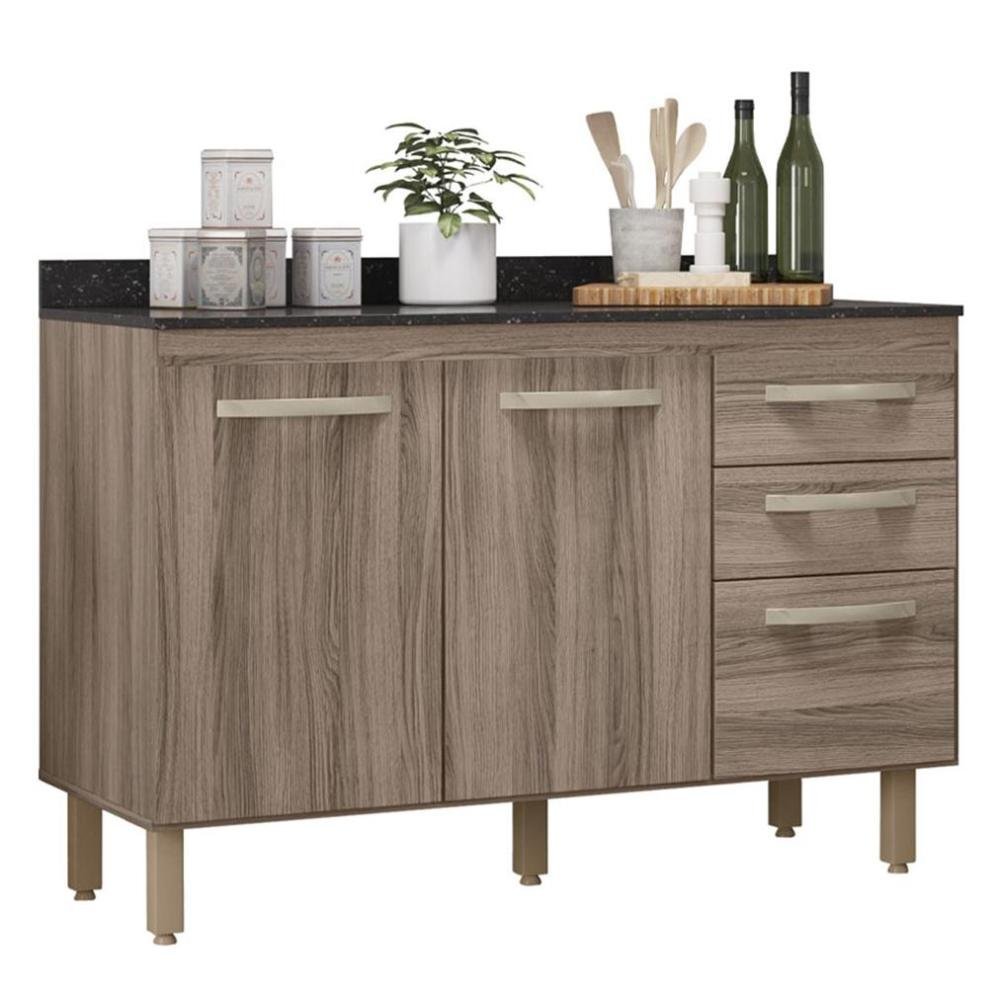 Balcão Pia Fit 118cm Carvalho Nature com Tampo Mdp - Nicioli ...