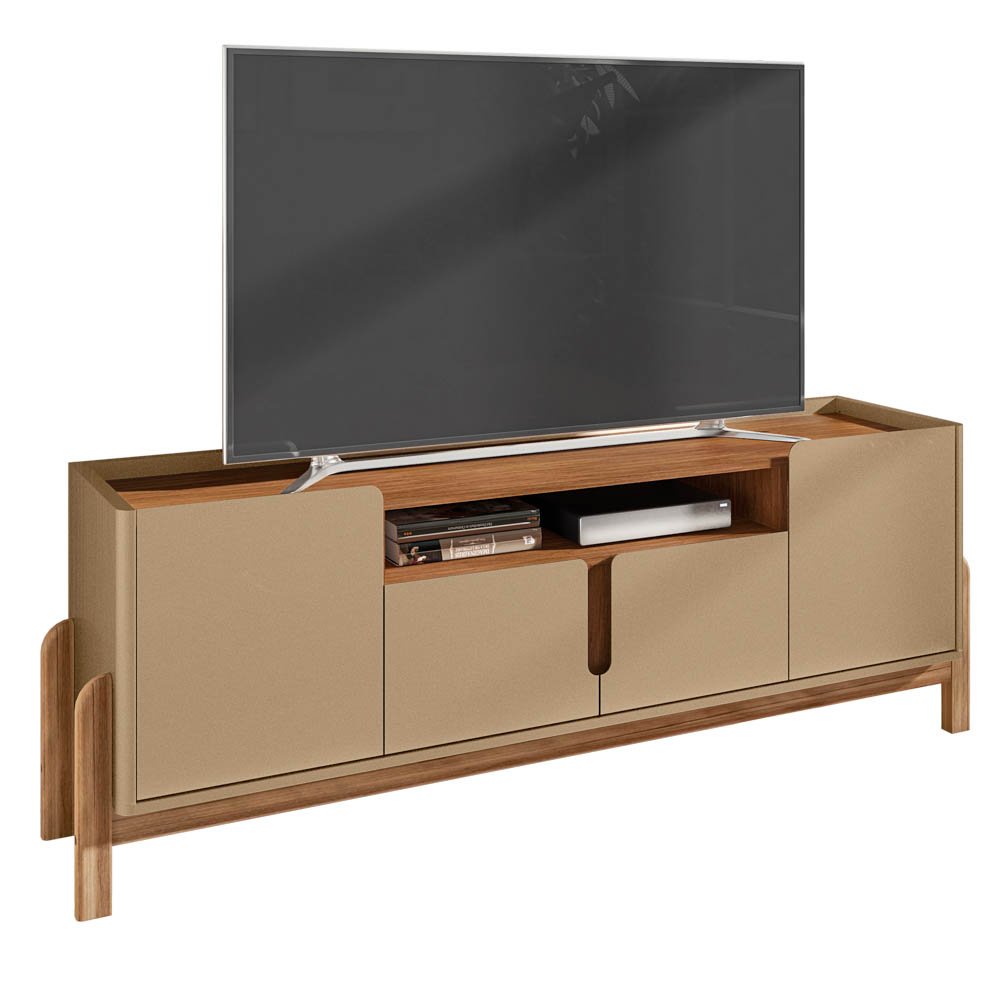 Rack Para Sala TV Até 60 Pol. 4 Portas 1.60 Lizz C14 Champagne/Cedro ...
