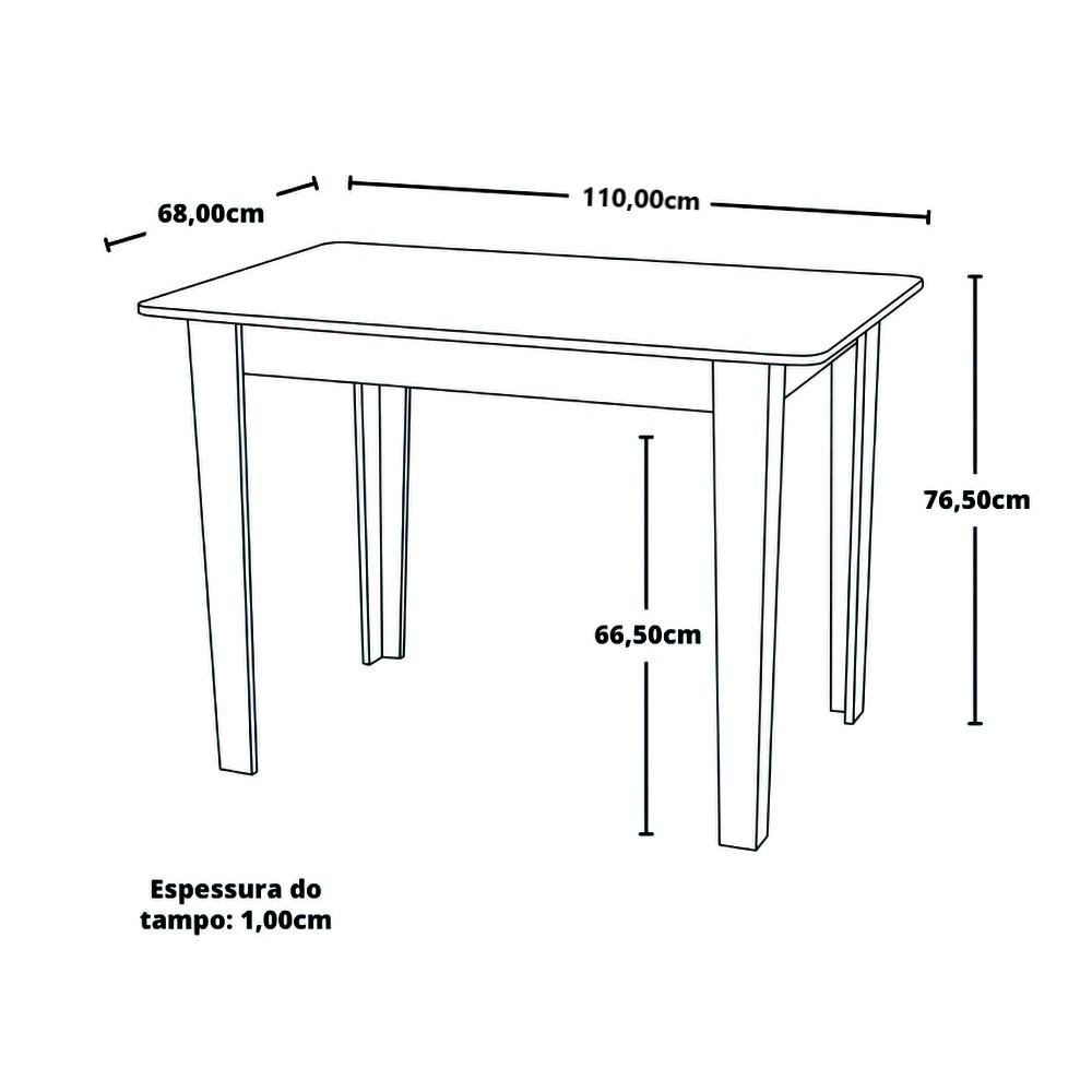 Conjunto Mesa de Jantar Retangular Delta Cherry 110x68cm com 4 Cadeiras ...