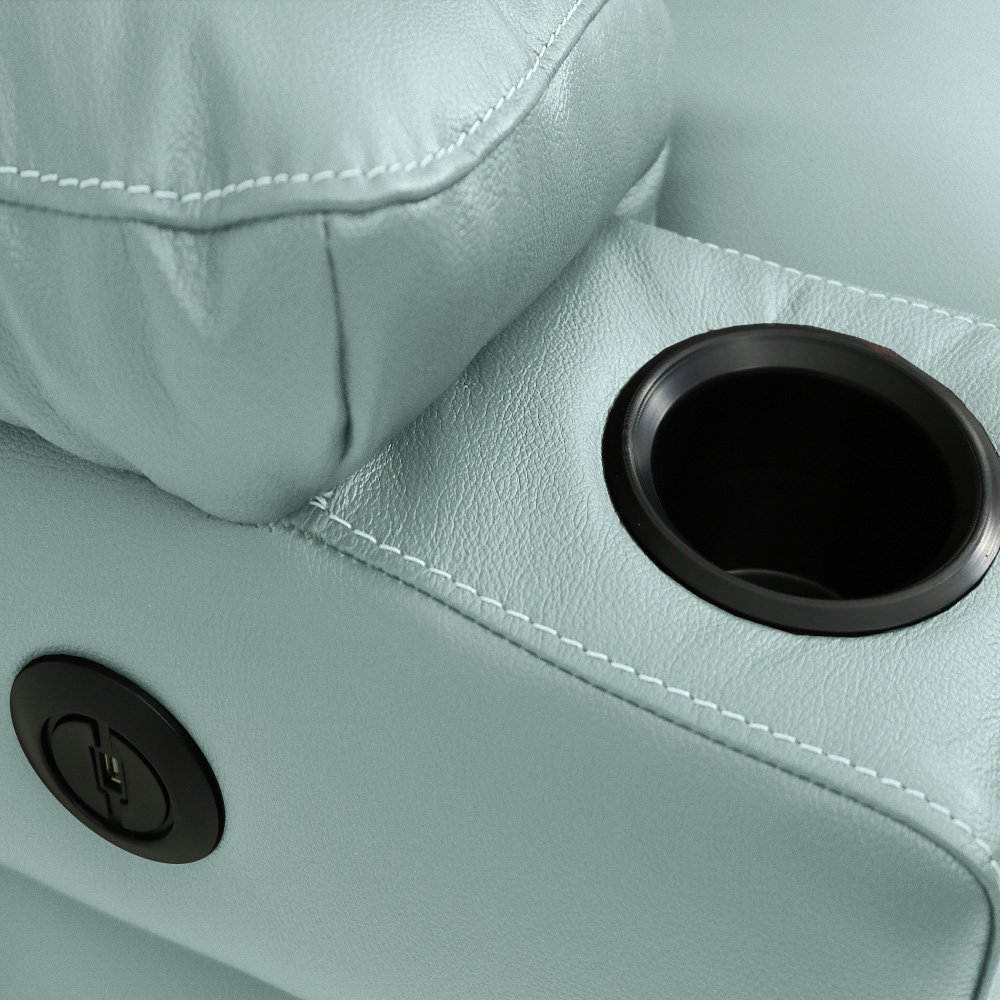 Poltrona do Papai Sala de Cinema Mia Reclinável Retrátil Power Elétrico Base Fixa Couro Azul ...