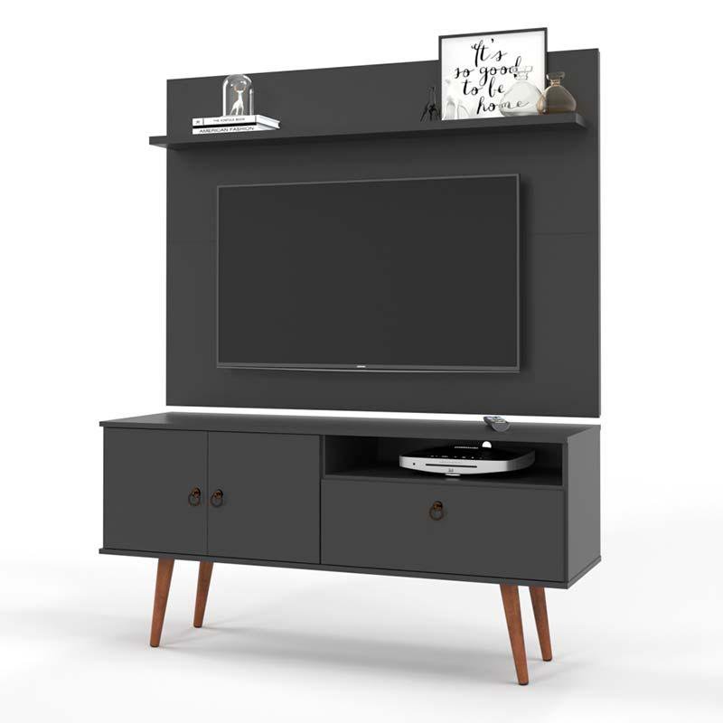 Rack com Painel 137cm Para TV 46 Polegadas Topázio Patrimar Preto ...