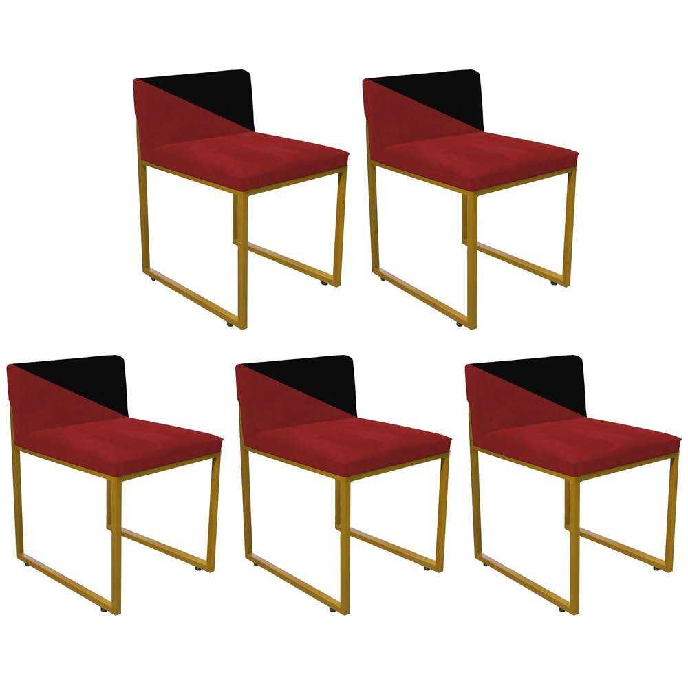 Kit 05 Cadeira Office Lee Duo Sala de Jantar Industrial Ferro Dourado ...