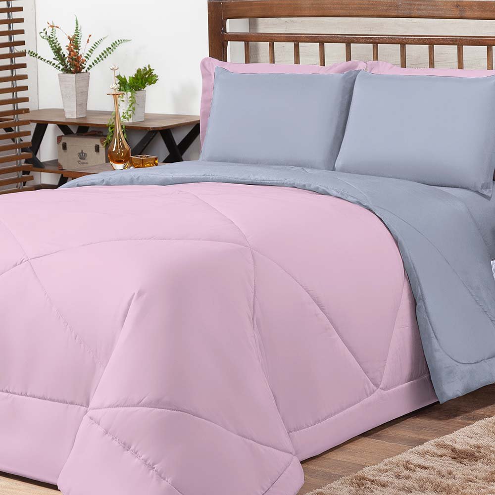 Kit 03 Peças Edredom Margarida Dupla Face Matelado Premium | MadeiraMadeira