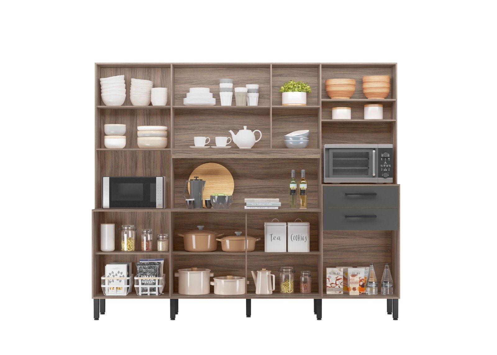 Kit Cozinha Hortelã 8 Portas Carvalho Nature/Chumbo - Nicioli ...