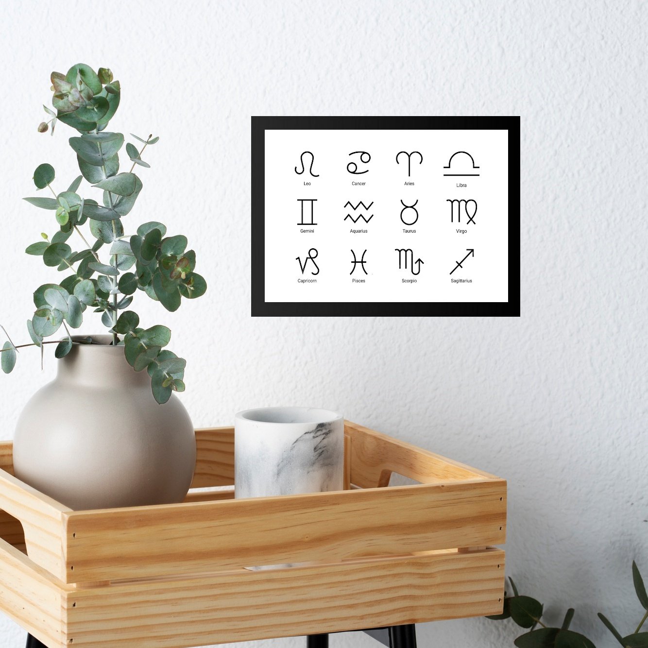Quadro Decorativo Signos - Símbolos 45x34cm - com Vidro:moldura Preta ...