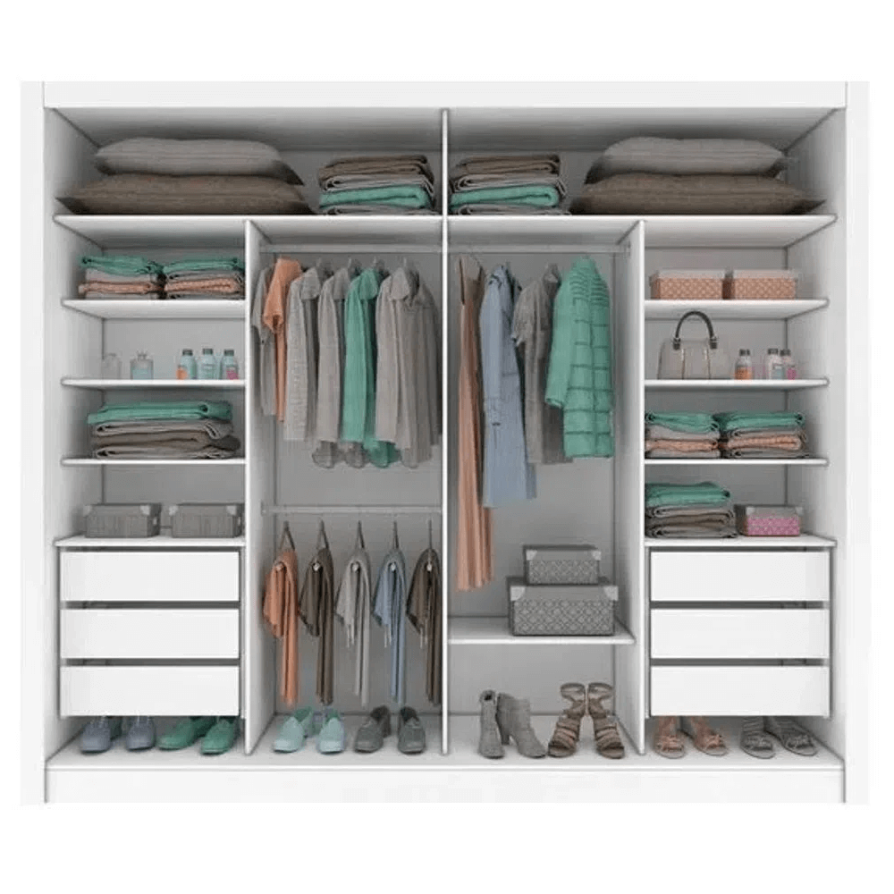 Roupeiro Casal 2 Portas 6 Gavetas Florida TCIL - Neve | MadeiraMadeira