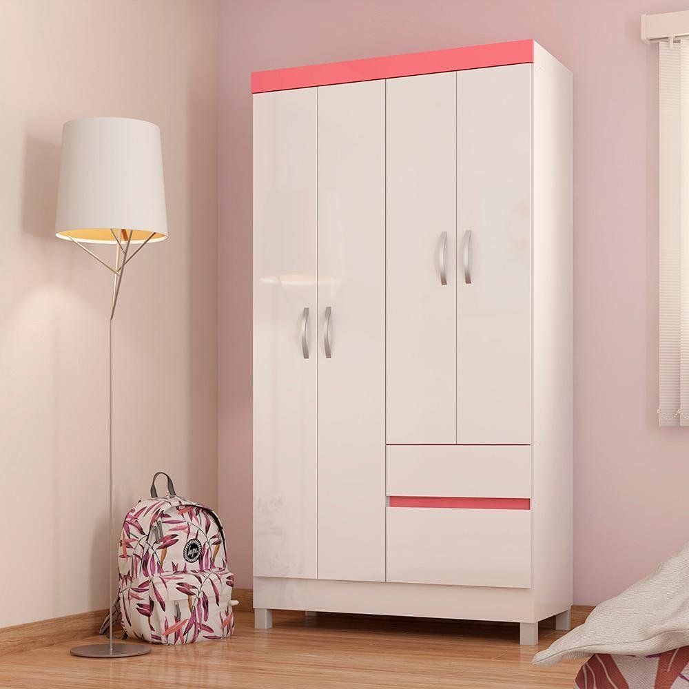Guarda Roupa Infantil Branco/Rosa Flex Holmes Shop Jm | MadeiraMadeira