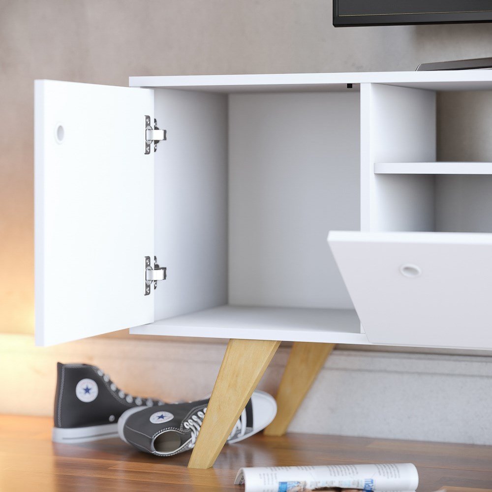 Rack Para TV Até 65 Polegadas 3 Portas Connect Branco Fosco - Colibri | MadeiraMadeira