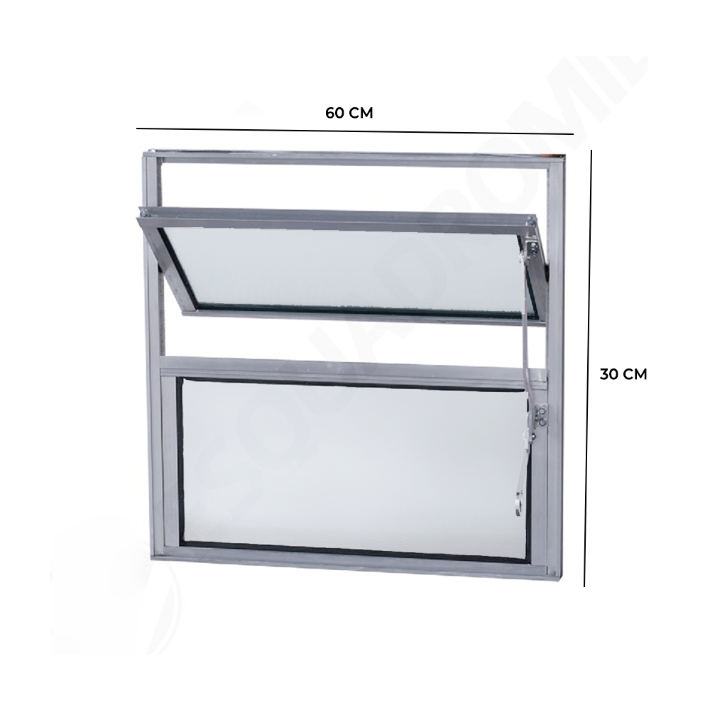 Janela Basculante Lumax 30x60cm 2 Vidros 1 Sessão Banheiro | MadeiraMadeira