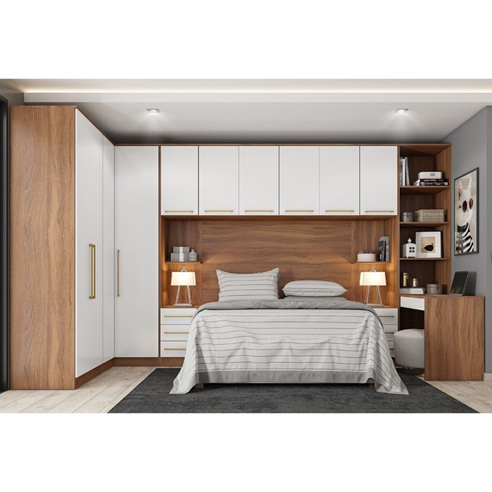 Quarto Modulado Casal 7 Peças Composição 3 Amendola Branco Demartez ...