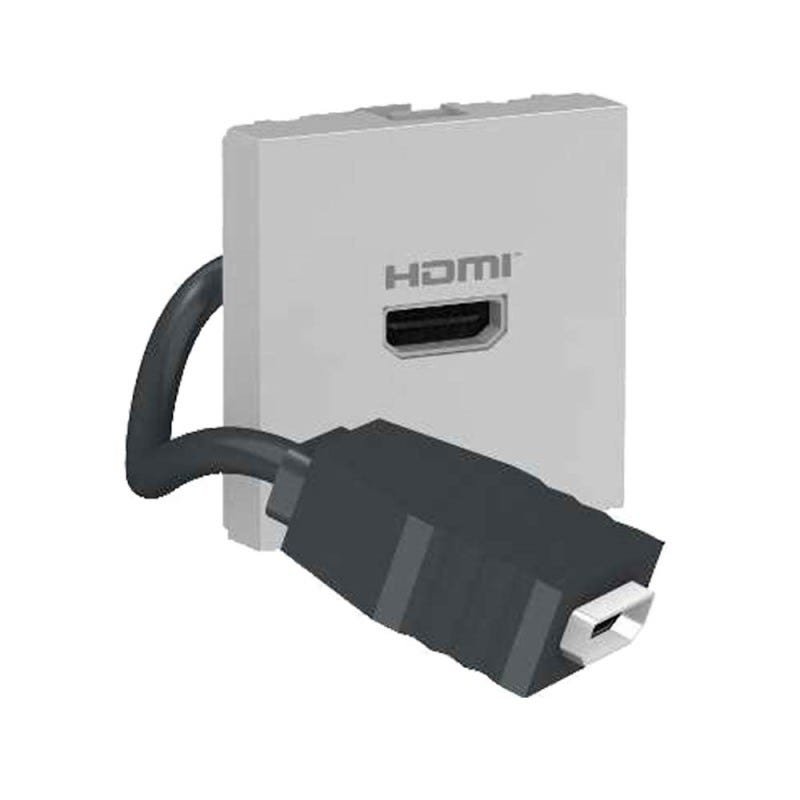 Módulo tomada hdmi pré-cabeada 2 módulo alumínio Schneider | MadeiraMadeira