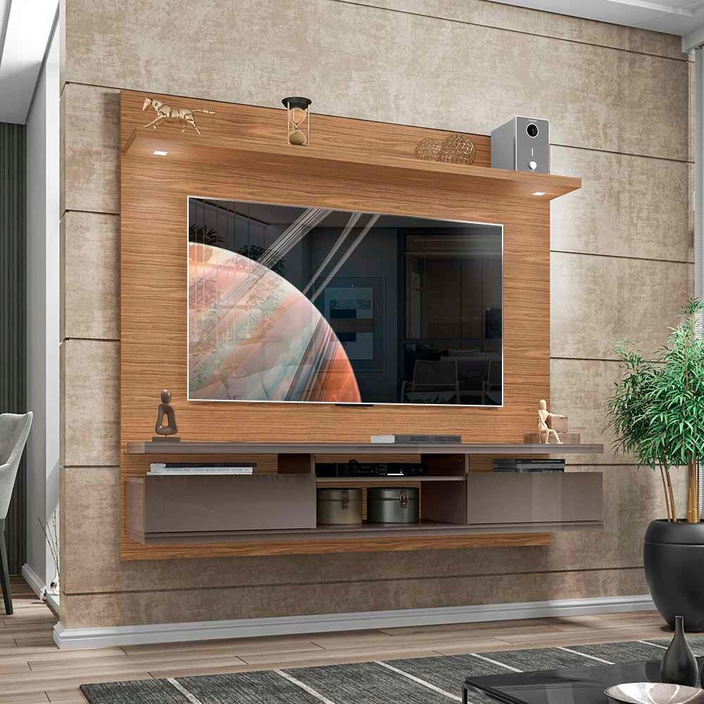 Painel TV Com Led Noce Cinza Pérola Verôna 1.8 Casa D | MadeiraMadeira