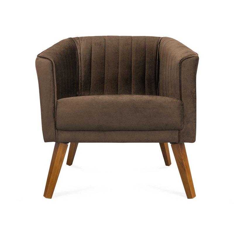 Poltrona Decorativa Dalia Pés de Madeira Suede Marrom - Sheep Estofados ...