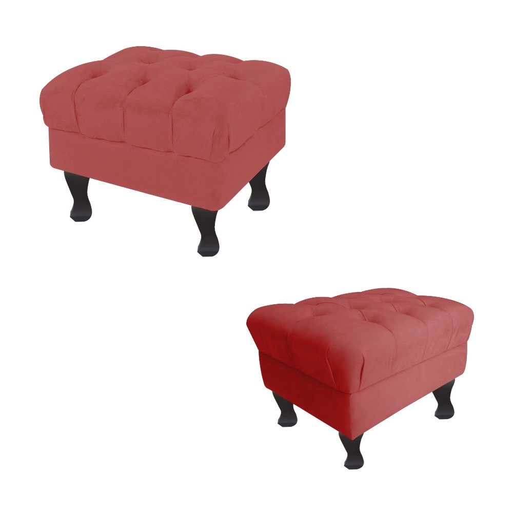 Kit 02 Puff Decorativo Retro Luiz XV Baú Rosé 60 para sentar ...