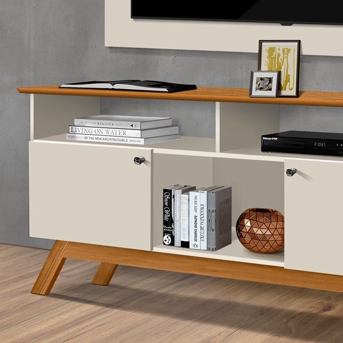Rack Para TV 43 Polegadas 8004 Off White Nature Tebar | MadeiraMadeira