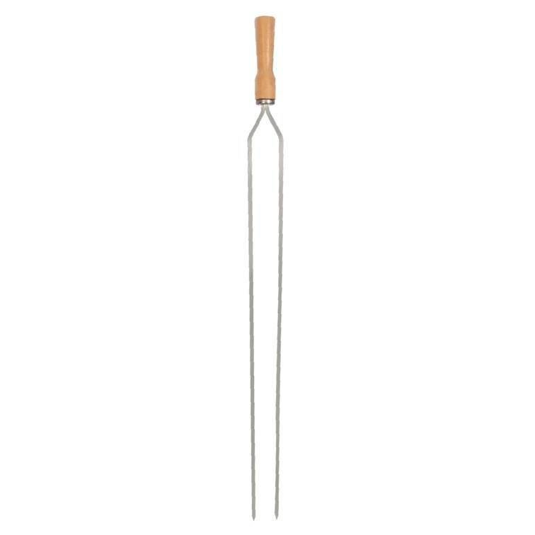 Espeto Duplo em Alumínio Cabo Madeira 70 Cm | MadeiraMadeira