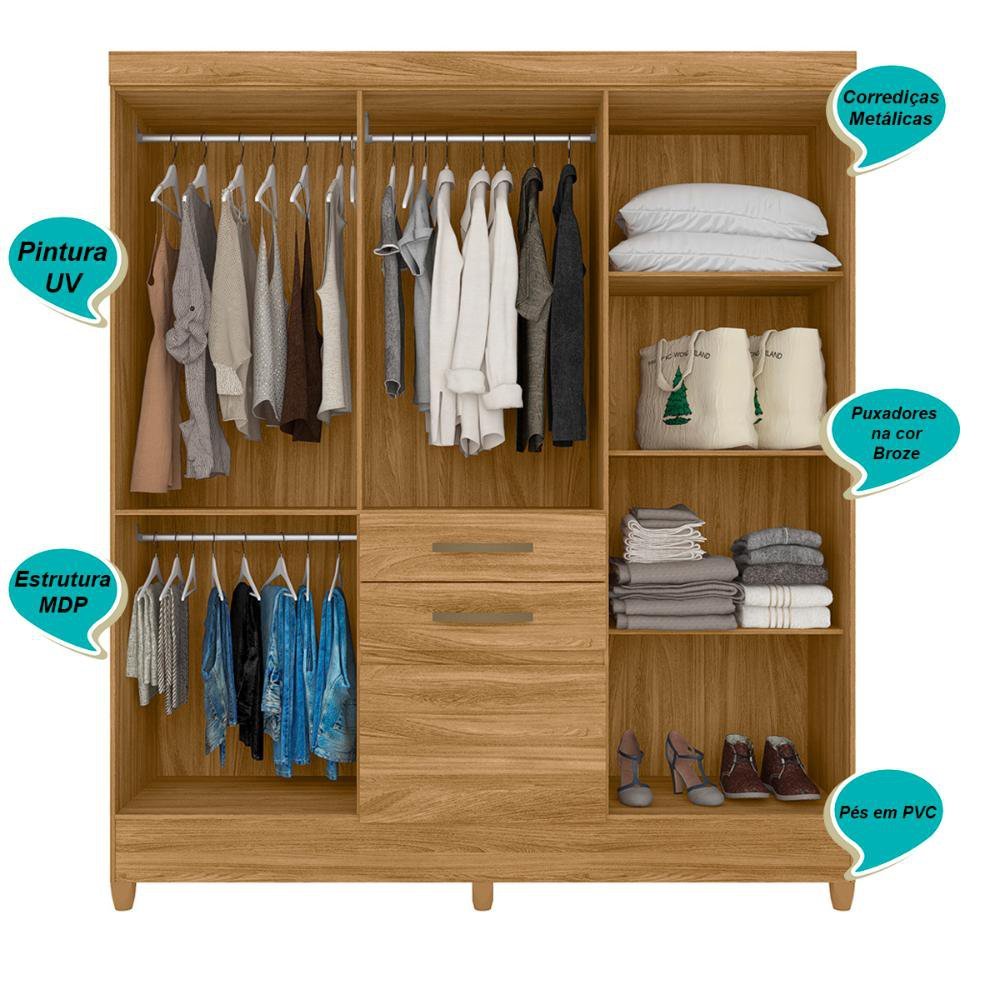 Guarda Roupa Casal 7 portas 2 Gavetas New Mafra - Freijo | MadeiraMadeira