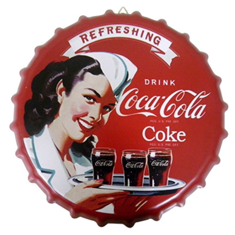 Quadro Tampa de Garrafa de Metal Decorativo Coca-Cola Com Suporte ...