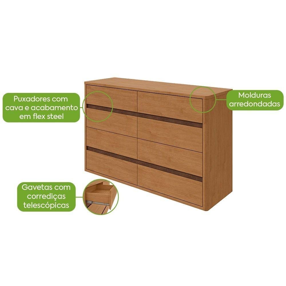 Comoda 8 Gavetas Leder Amendoa Clean | MadeiraMadeira