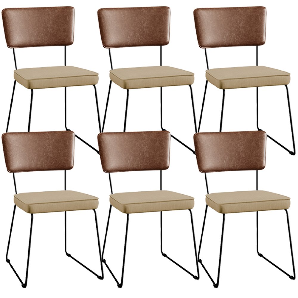 Kit 06 Cadeiras Decorativas Sala Jantar Allana L02 Couríssimo Marrom Linho Bege Escuro - Lyam ...