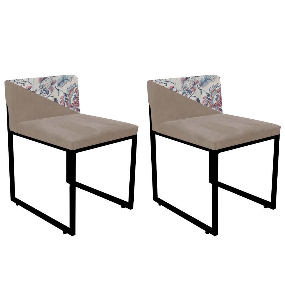 Kit 02 Cadeira Office Lee Duo Sala de Jantar Industrial Ferro Preto ...