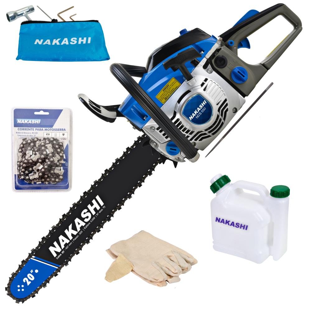 Motosserra Profissional Nakashi NCS 550 54,6cc 2T À Gasolina C/ Sistema Antivibratório ...