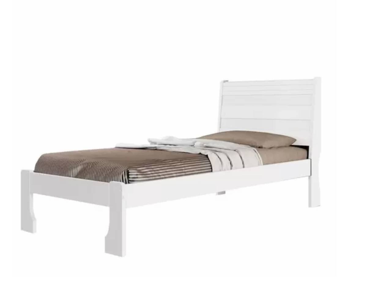 Cama Solteiro Delta Moderna 100 % em MDF Fênix Branco | MadeiraMadeira