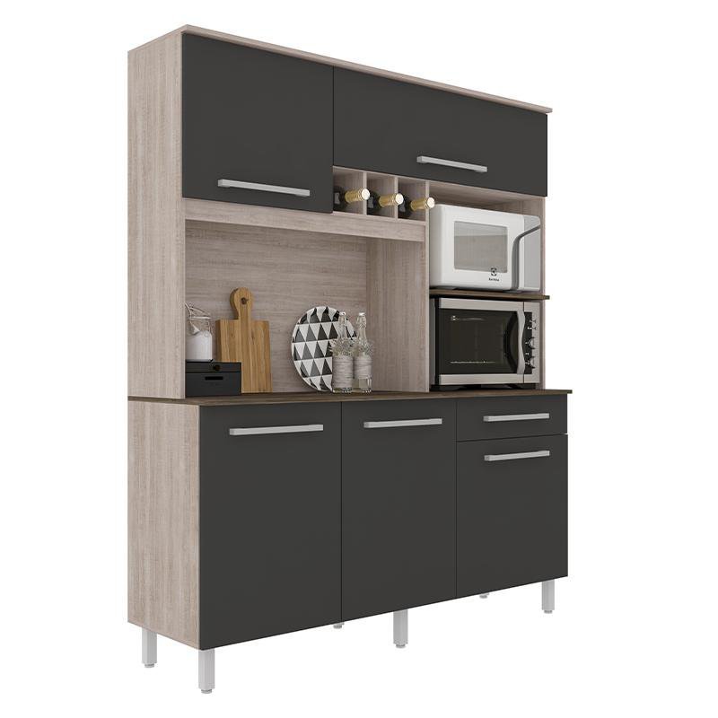 Armario Cozinha 5 Portas e 1 Gaveta Classic Gold 160 cm Elmo/Grafite ...