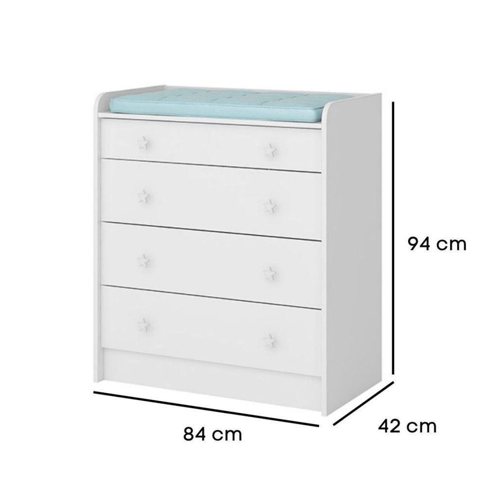 Cômoda Infantil com Trocador 4 Gavetas Doce Sonho Branco | MadeiraMadeira