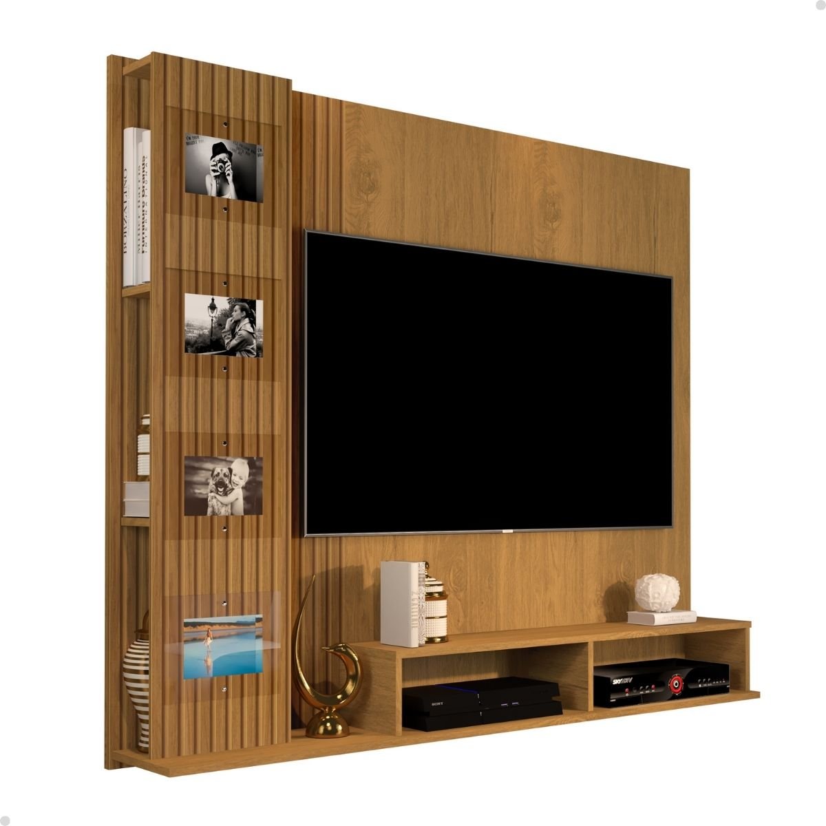 Painel para Tv até 50 Polegadas Sala Quarto - Mod.2003 Cor:cumaru/rip ...