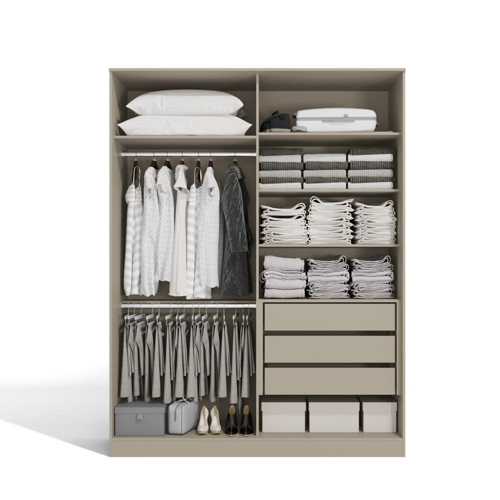 Roupeiro Modulado 1,75m 2 Portas de Correr 3 Gavetas Versa L565 ...