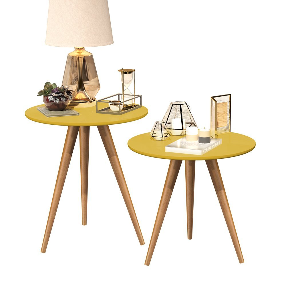 Mesa Lateral e Apoio Pés Palito Retro Dubai Dullar - Amarelo ...