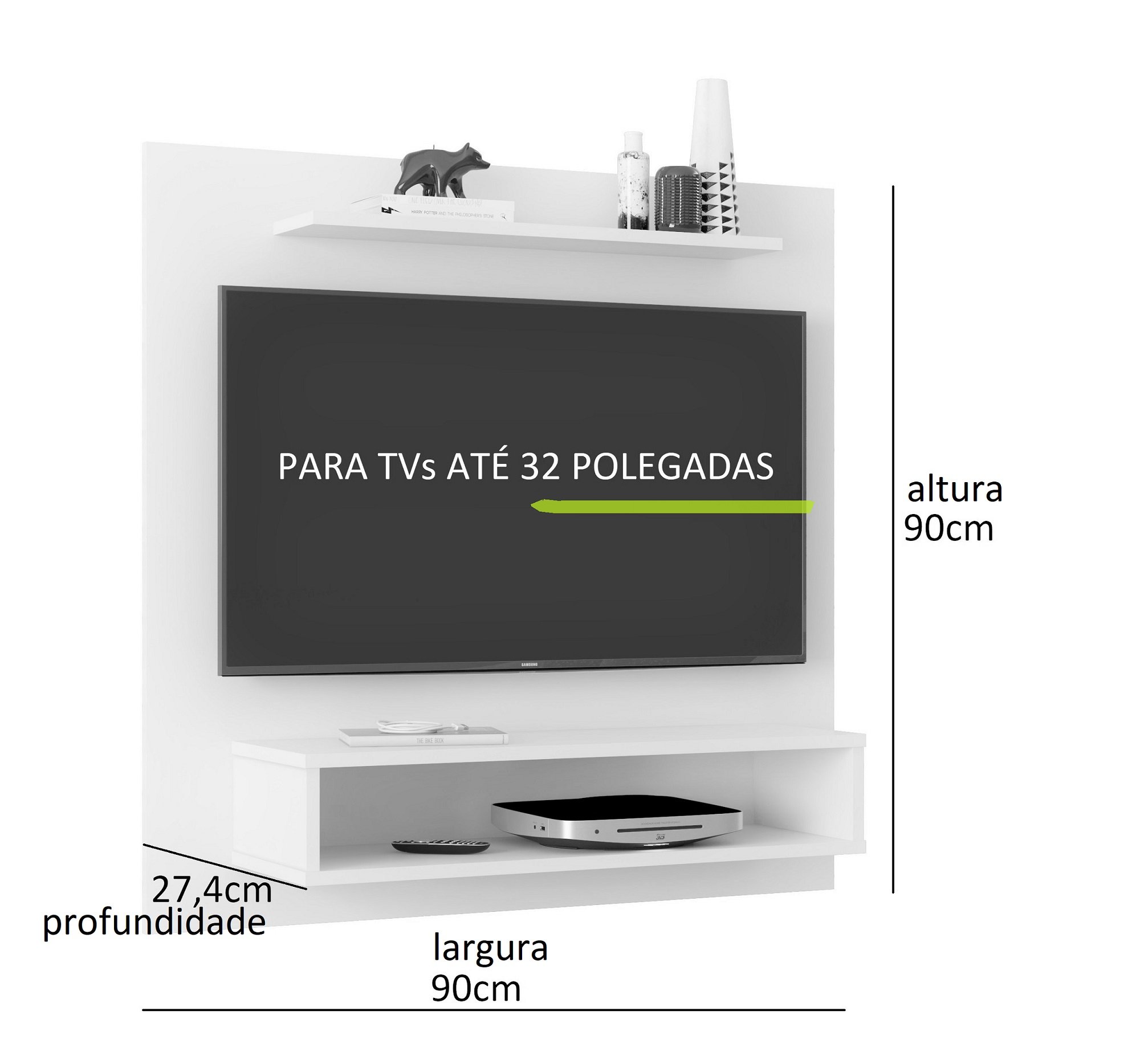 Painel para TV até 32 Polegadas Fit Branco - beemóveis | MadeiraMadeira