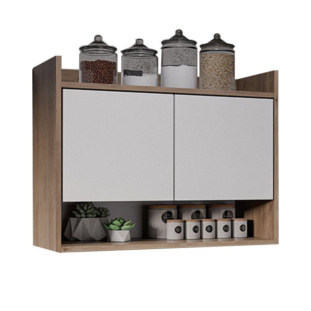 Armário de Cozinha Aéreo 70,5 Cm 2p com Nicho Colin Freijó/branco M12 - D'rossi | MadeiraMadeira