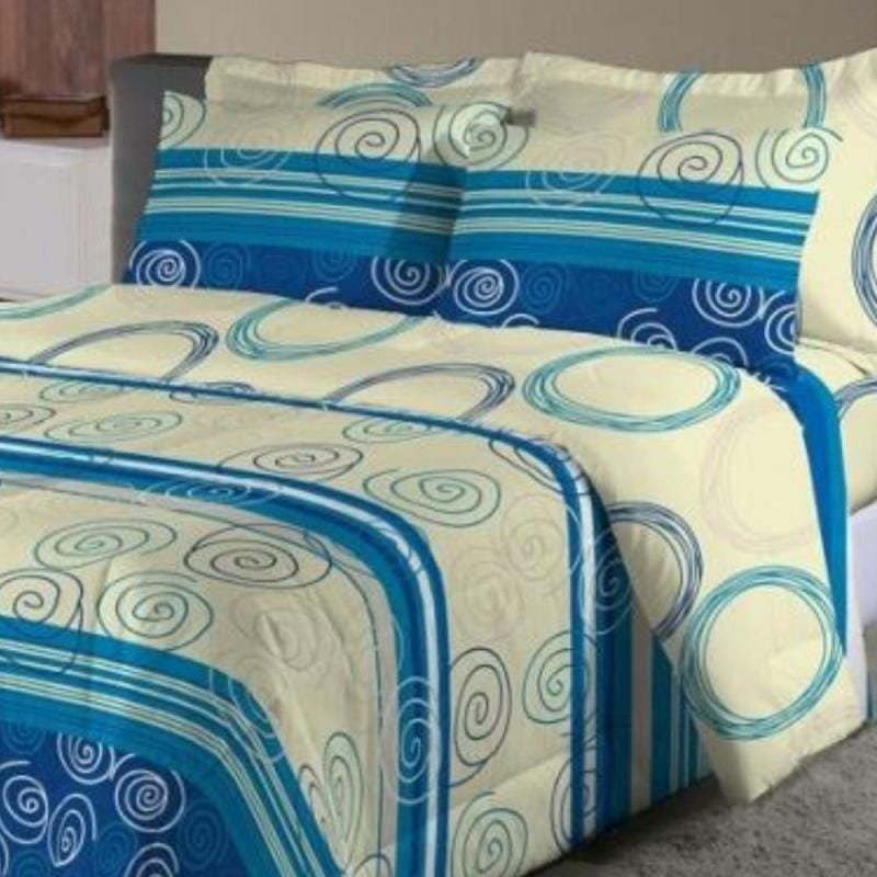 Kit Colcha Casal Guerreiro 2,20x2,40m Amarelo e Azul | MadeiraMadeira
