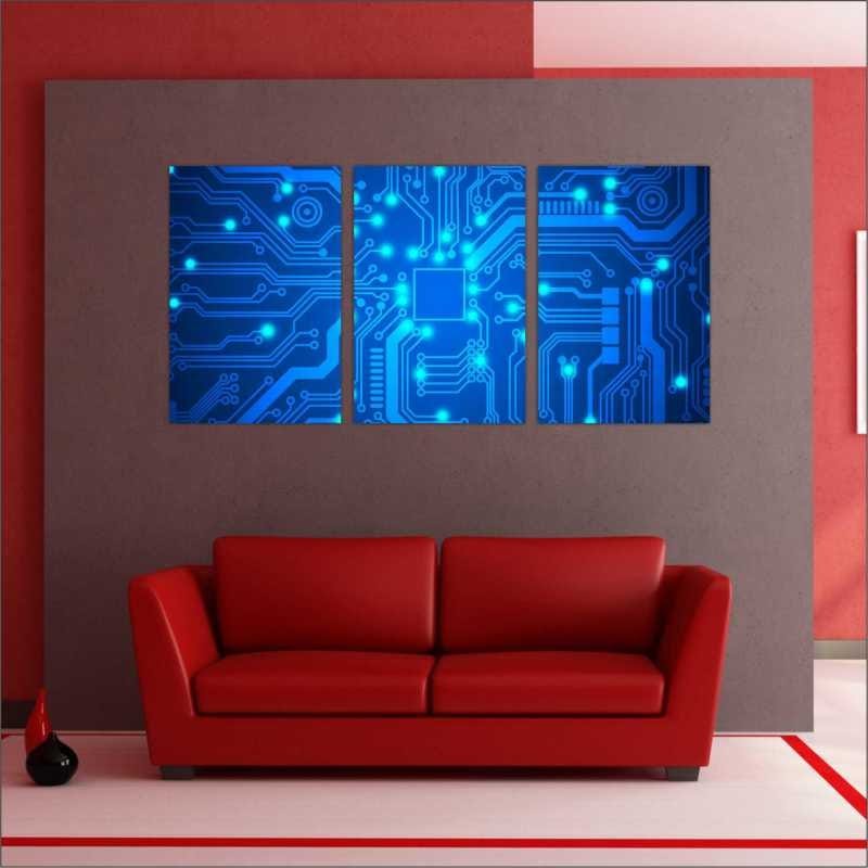 Quadro Decorativo Informática Eletrônica Placa 3 Peças | MadeiraMadeira