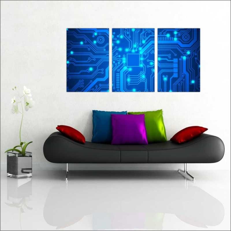 Quadro Decorativo Informática Eletrônica Placa 3 Peças | MadeiraMadeira