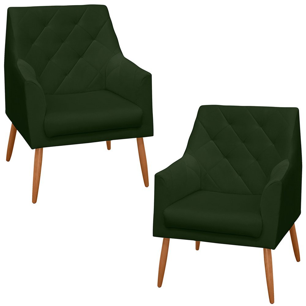 Kit 02 Poltronas Decorativas Valentina Pés Palito Veludo Verde - Abmaza ...