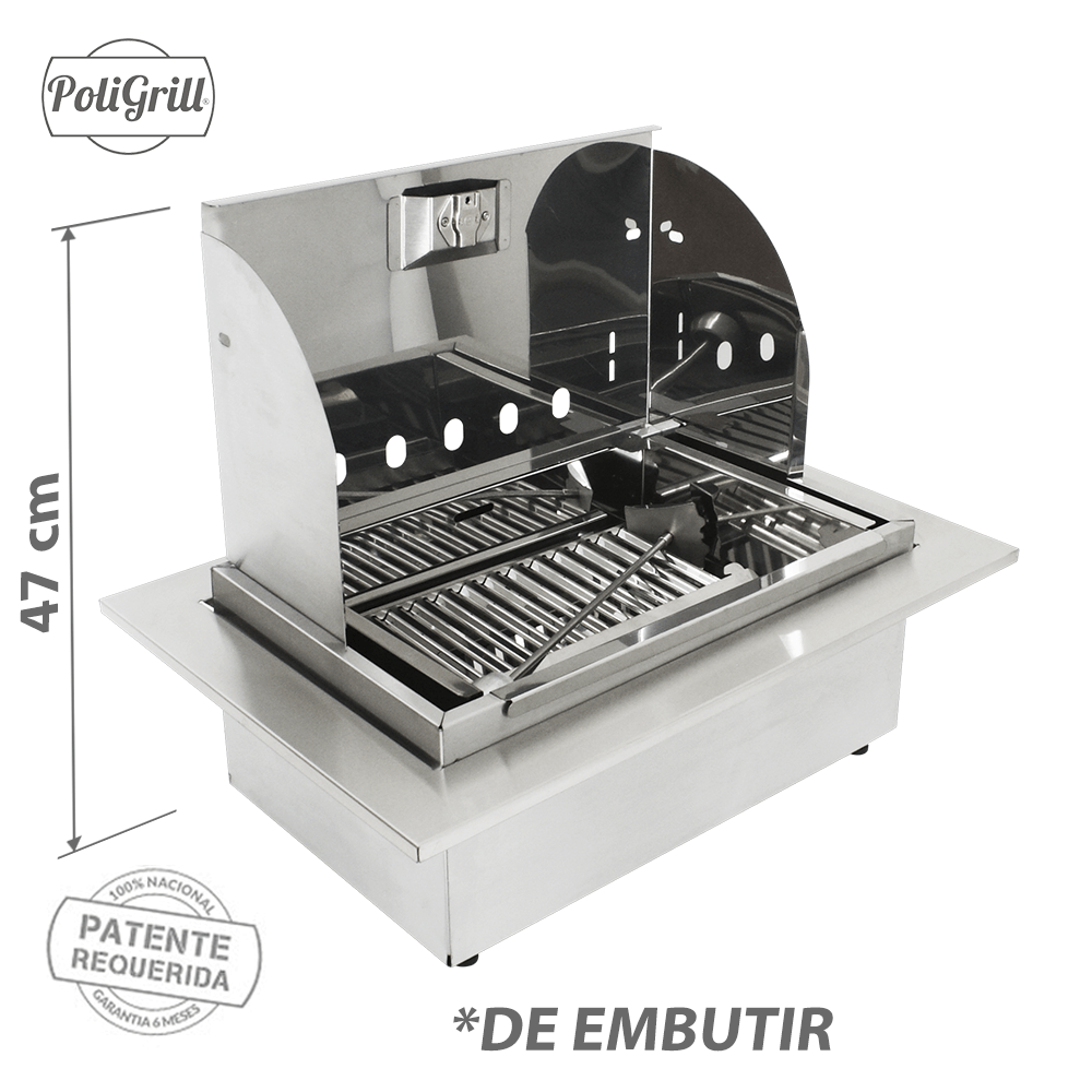 Churrasqueira de Embutir Gourmet Inox a Carvão c/ Grelha Argentina ...