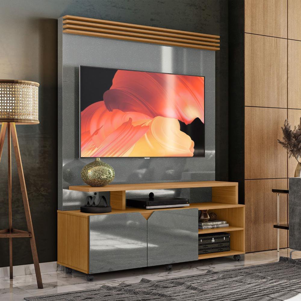 Home Para Sala De Estar 60 Polegadas Cinza Perolizado E Marrom Berlim ...