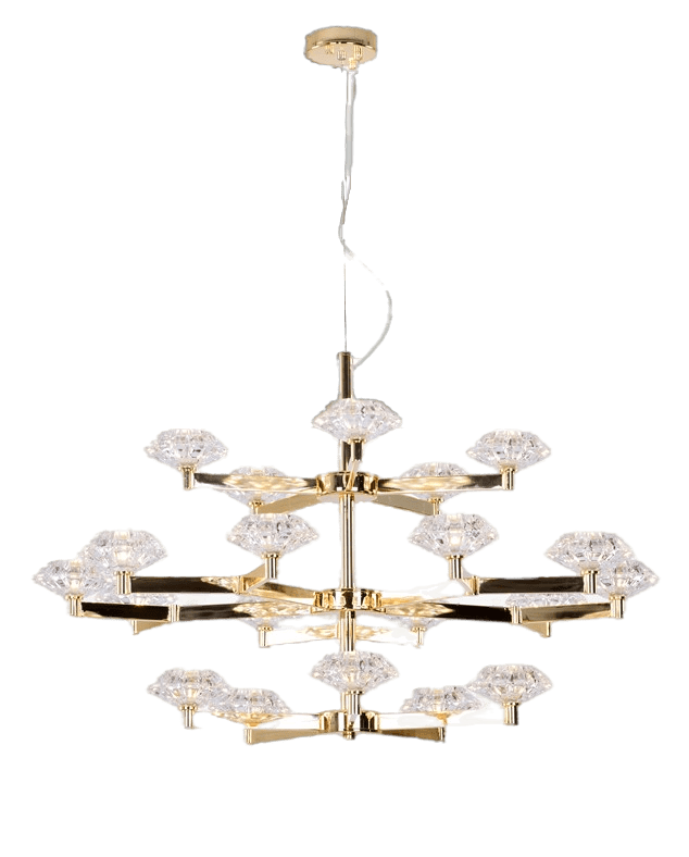 Lustre/Pendente Cannes Metal Dourado Com Cristal Transparente 20 ...